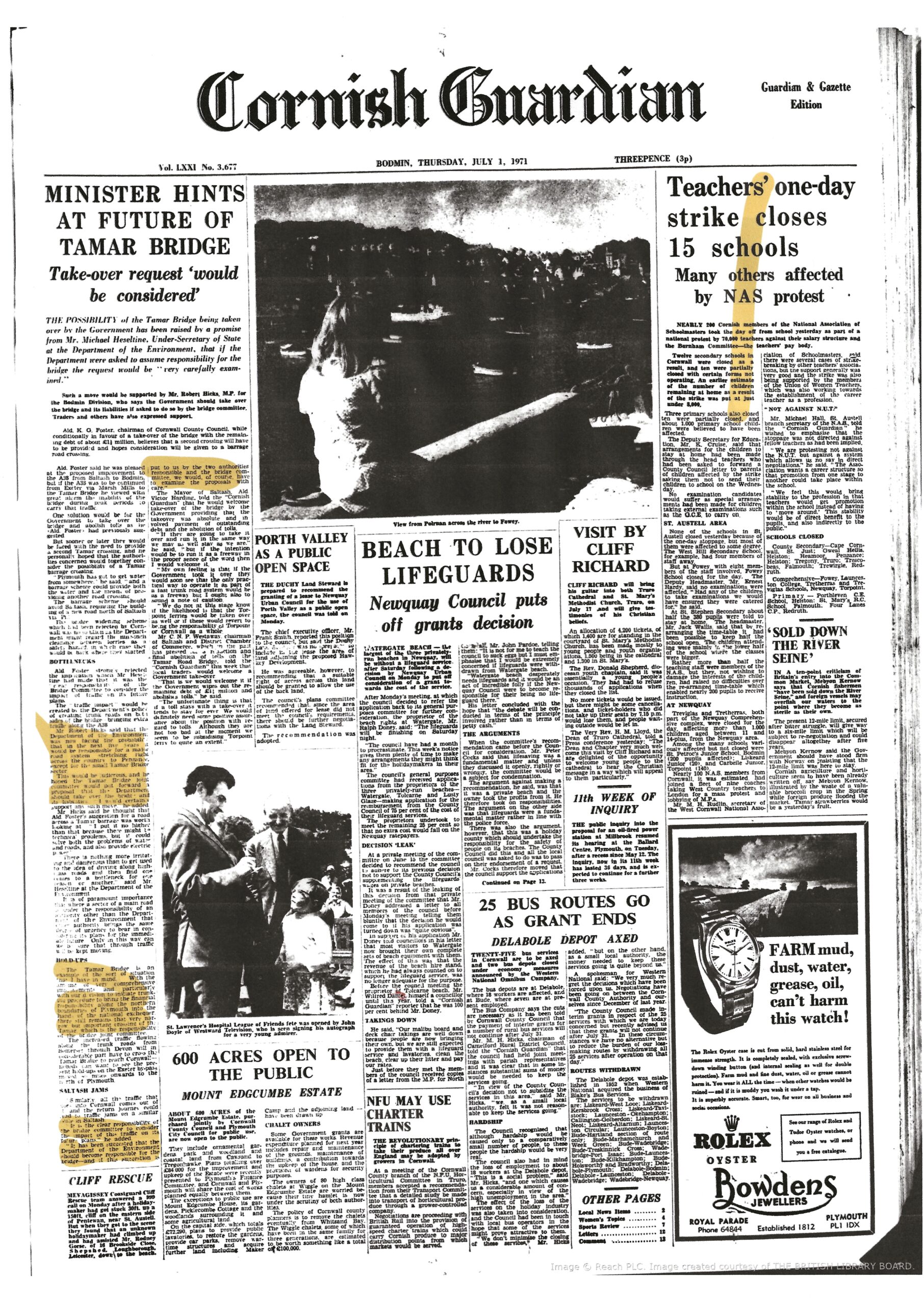 Published Letter 1971, Michael Heseltine - Tamar Toll Action Group